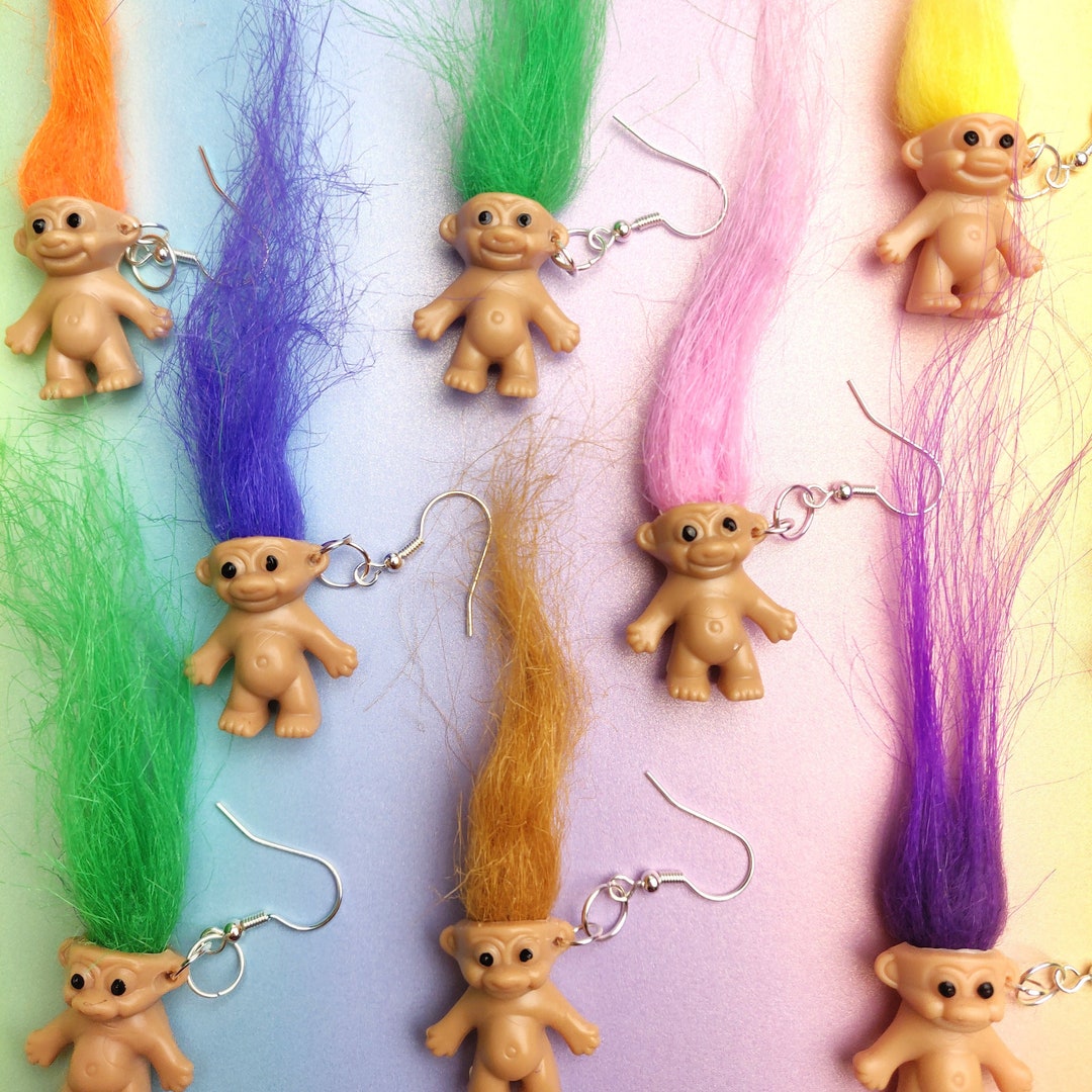 Troll Mismatch Earrings - Toys Kidcore Colourful Rainbow Trollz Trolls ...
