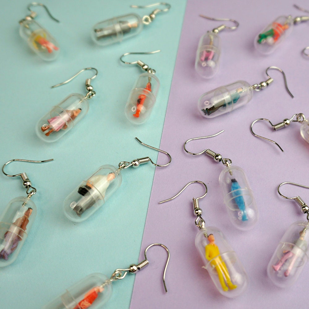 People Pill Earrings Little Capsule Tablet Style Drugs - Etsy