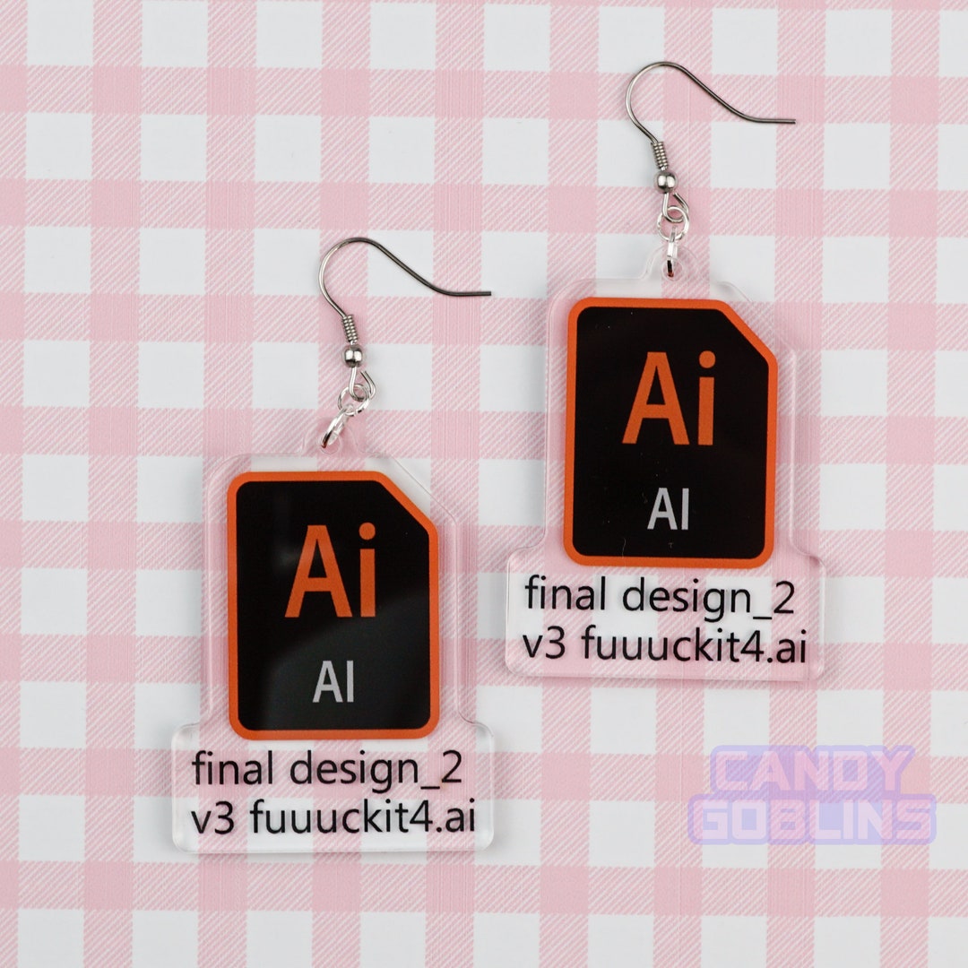 AI Illustrator Earrings - Vector Graphic Design Rude Fuck Swearing Illustration Art Relatable ...