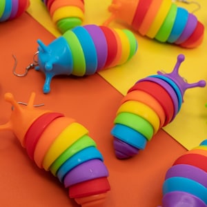 Fidget Slug Earrings Stim Toy Mismatch Stimmy Autism ADHD Rainbow ...