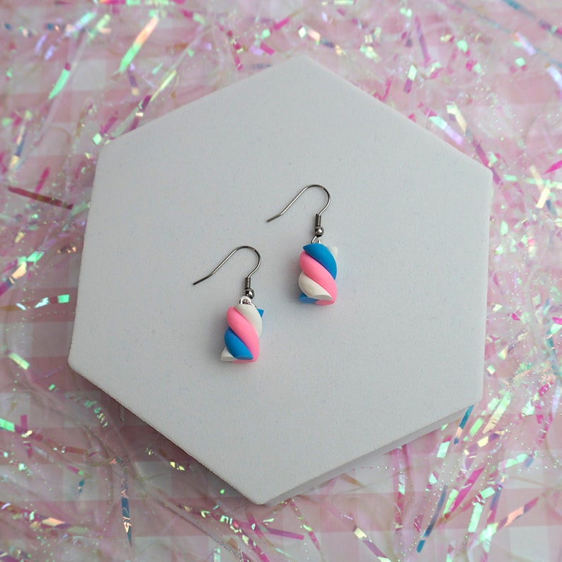 Trans Candy Earrings Transgender Flag Flump Candy Sweets | Etsy