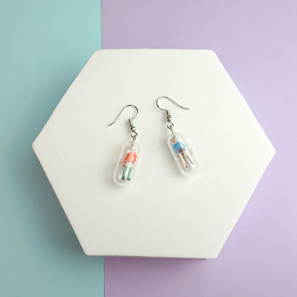 People Pill Earrings Little Capsule Tablet Style Drugs - Etsy