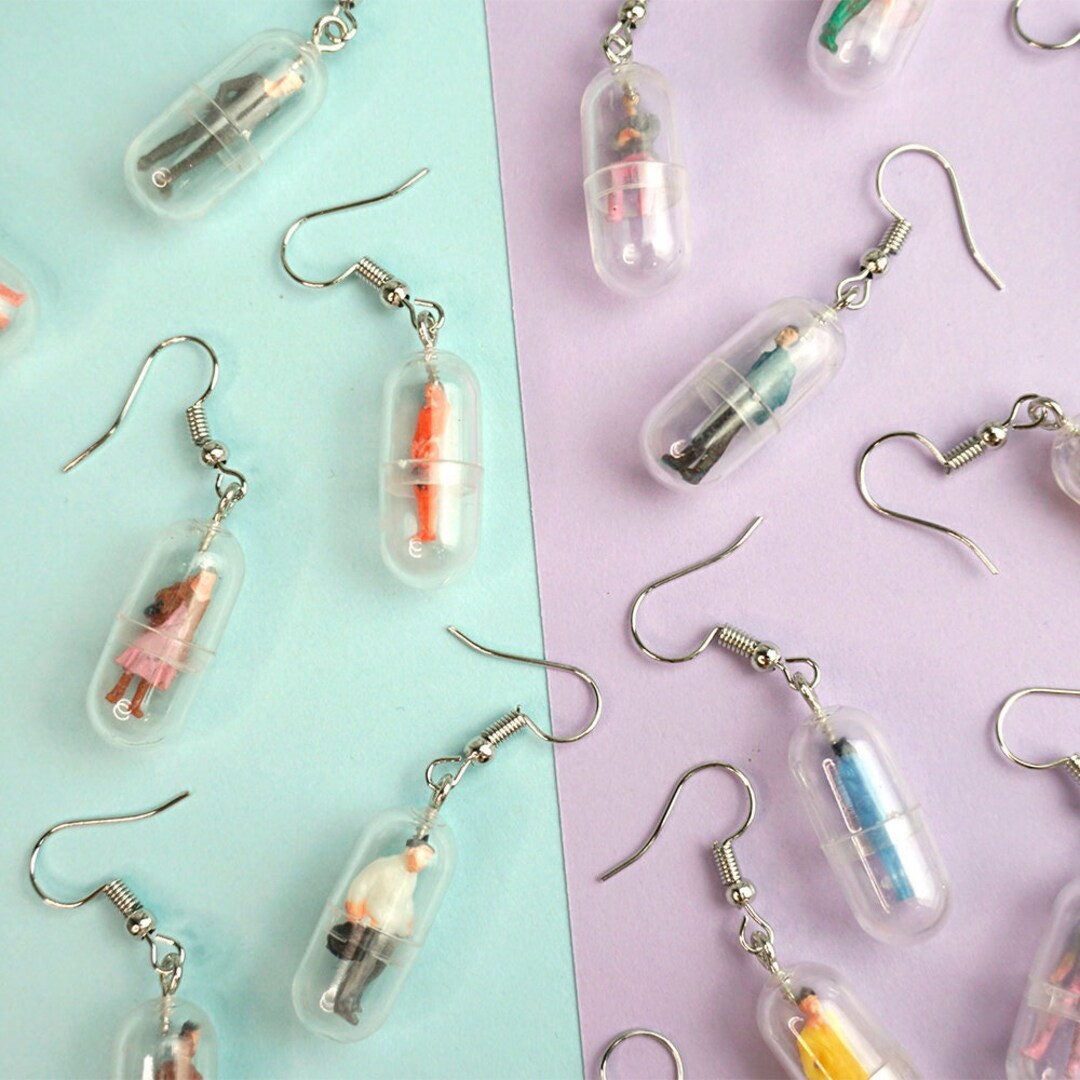 People Pill Earrings- Little Capsule Tablet Style Drugs Medication ...