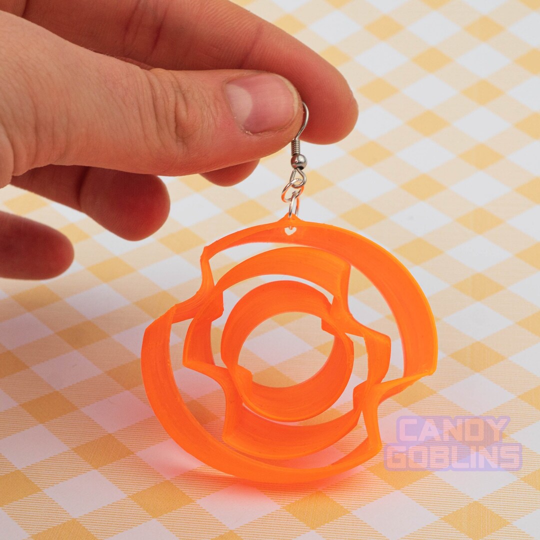 Gyroscope Earrings - Gyro Fidget Toy Neon Orange Rave Spin Autism ...
