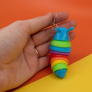 Fidget Slug Earrings - Stim Toy Mismatch Stimmy Autism ADHD Rainbow ...