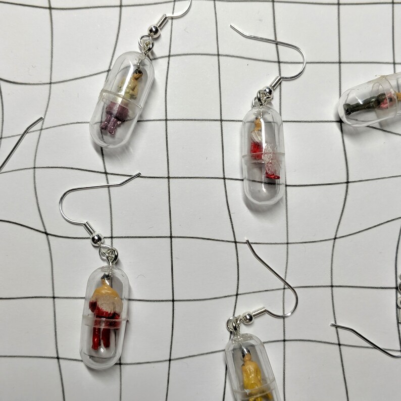 People Pill Earrings Little capsule tablet style drugs | Etsy