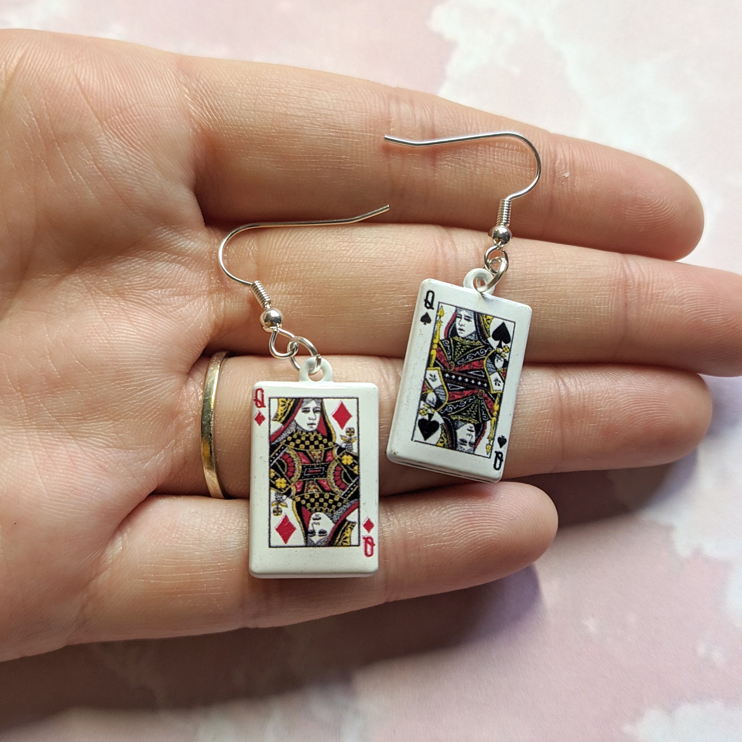 Playing Card Earrings King Queen Jack Heart Spades Heart | Etsy