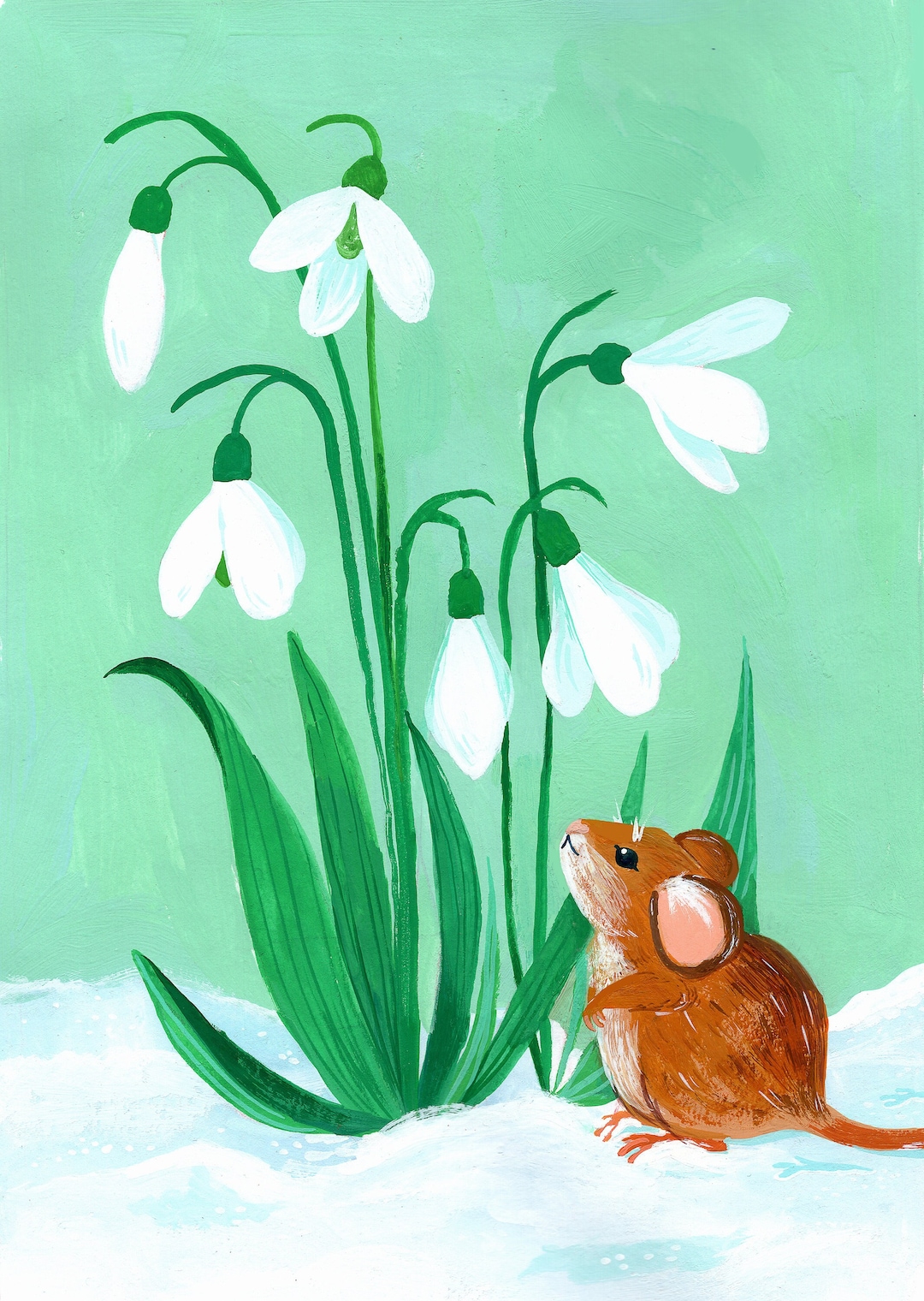 Snowdrop Mouse Giclee Art Print by Julian Plum - Etsy