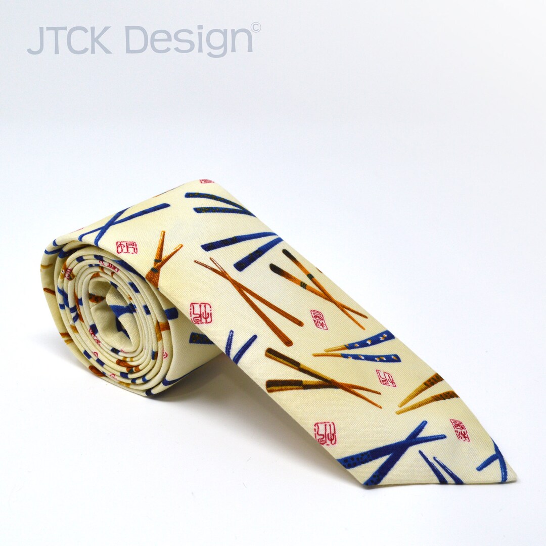 Chinese Chopsticks Kanji Food Tie Necktie Men's Accessories Unique - Etsy
