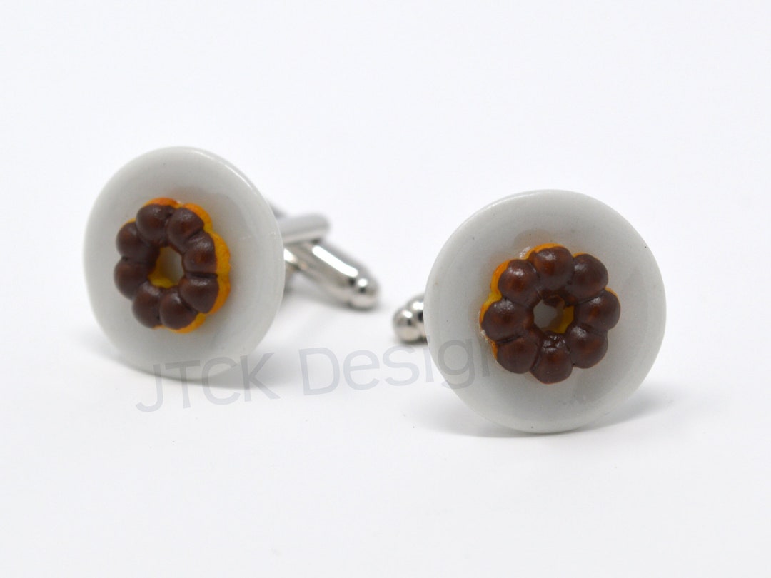 Handmade American Chocolate Donut Cufflinks Cuff Links Miniature Food ...