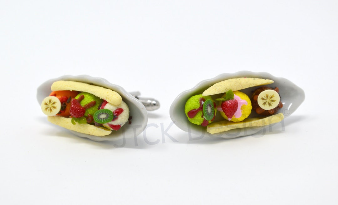 Handmade American Classic Banana Split Cufflinks Cuff Links Miniature ...