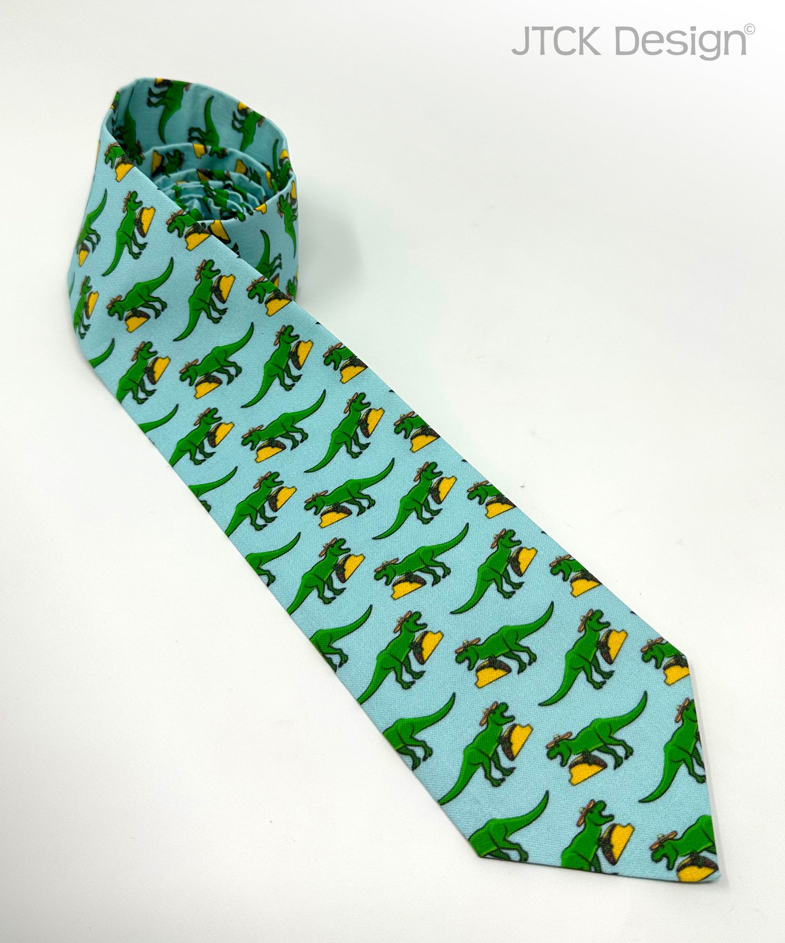 Mexican Folk Art T-rex Dinosaur Eating Tacos Foodie Men's Tie Bowtie ...