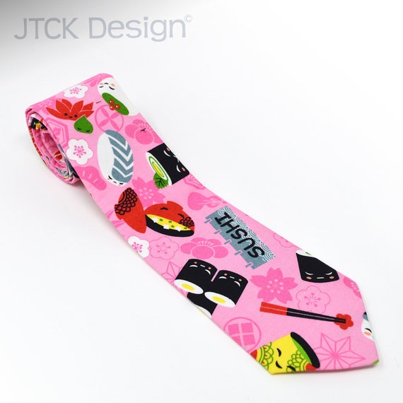 Kawaii Sushi Sashimi Anime Pink Necktie Men's Accessories - Etsy