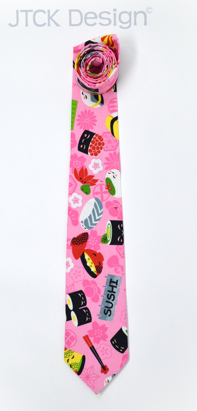 Kawaii Sushi Sashimi Anime Pink Necktie Men's Accessories Japanese - Etsy