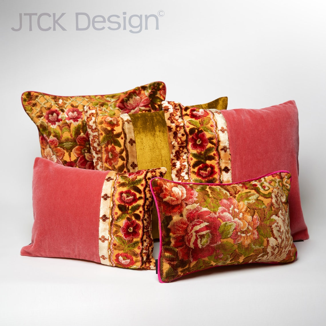 Custom Made Decorative Pillow Vintage Floral and Velvet Boho Boudoir ...