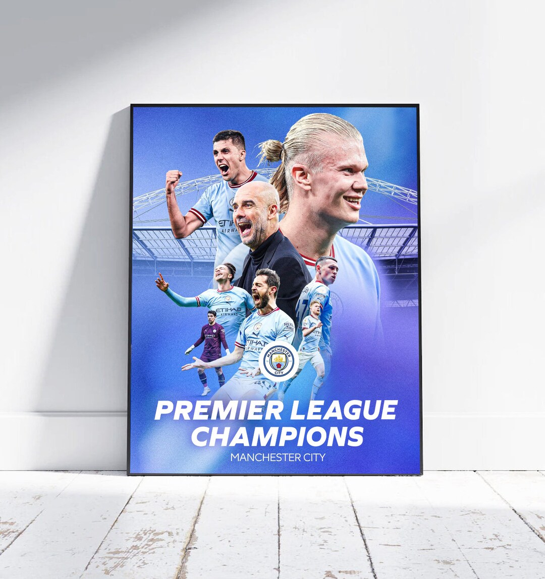 Manchester City FC Premier League Champions Poster | Man City FC Poster ...