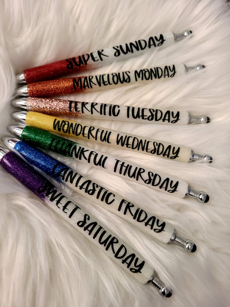 Days of the Week Glitter Pens | Inspirational | Safe for Work - Glitter ...