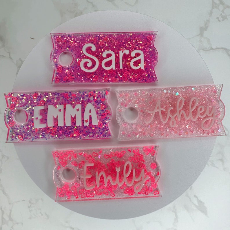 Tumbler Tags, Name Plate, Custom Tumbler Tag, Glitter Tumbler Tag 30 Oz ...