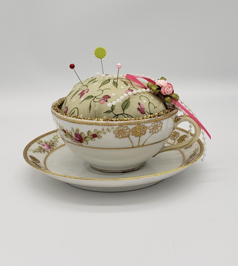Vintage Teacup Pincushion - Etsy