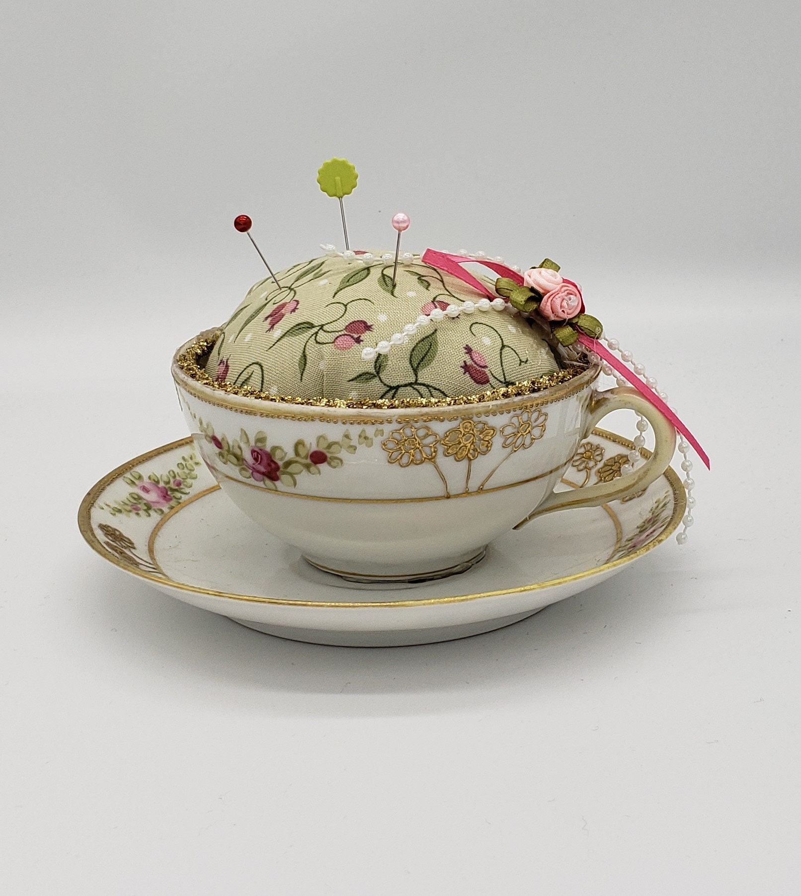 Vintage Teacup Pincushion - Etsy
