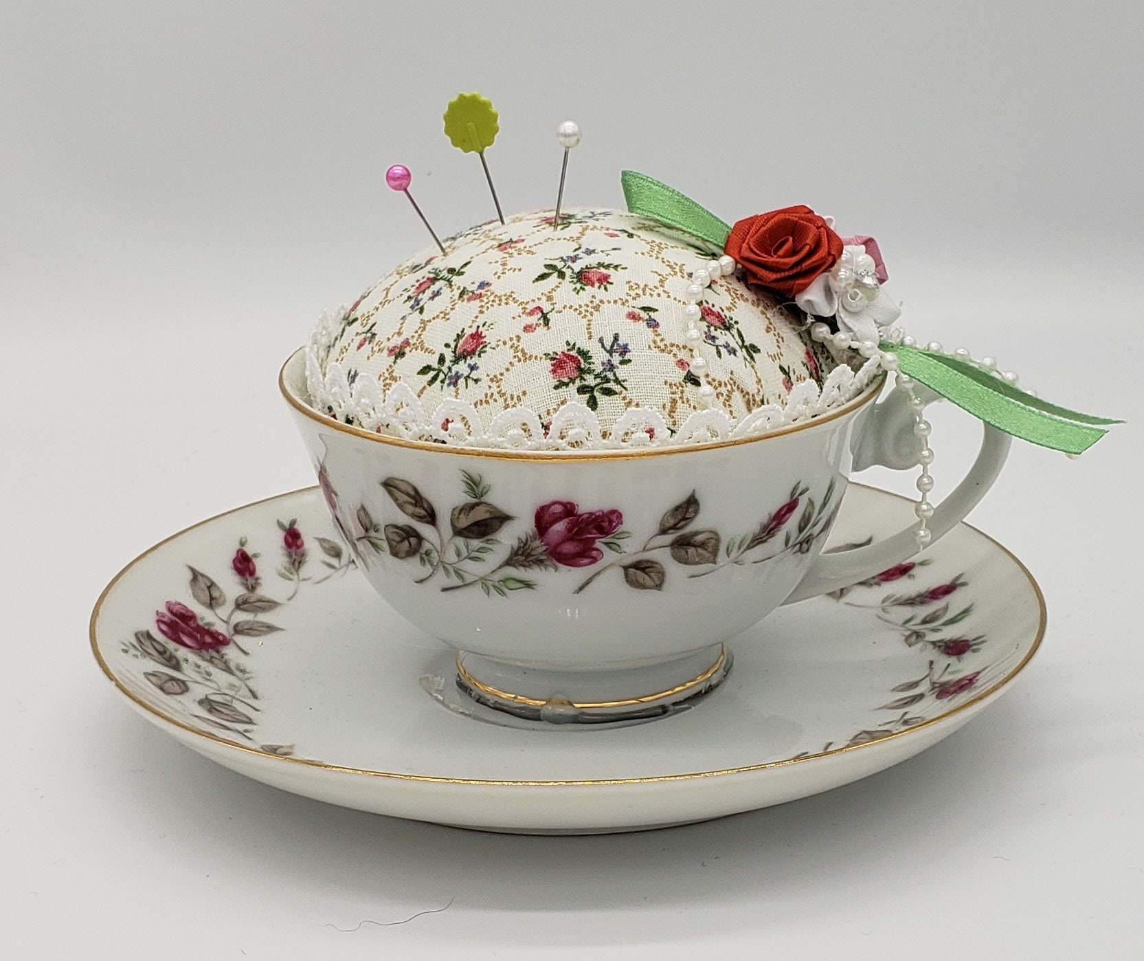 Vintage Teacup Pincushion - Etsy