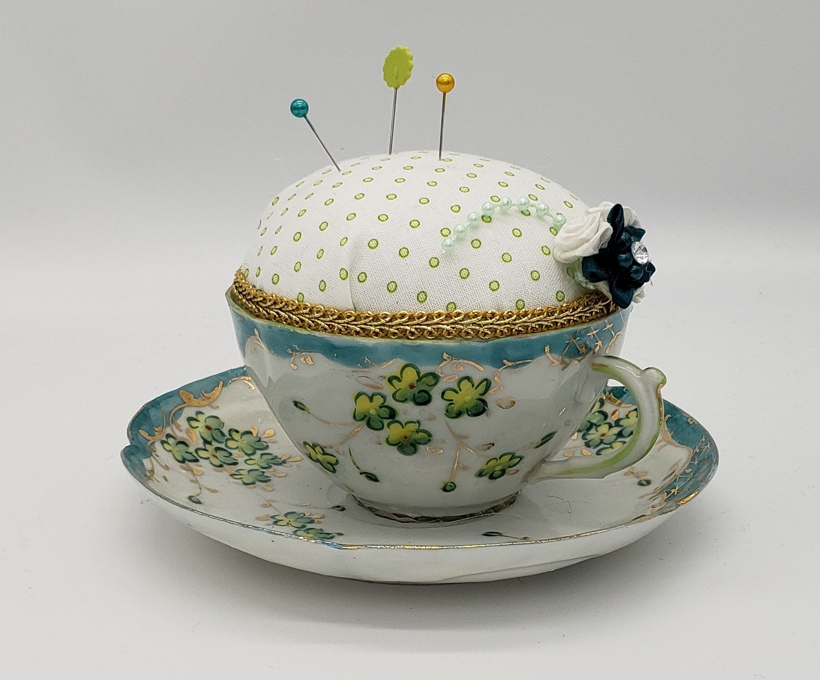 Vintage Teacup Pincushion - Etsy