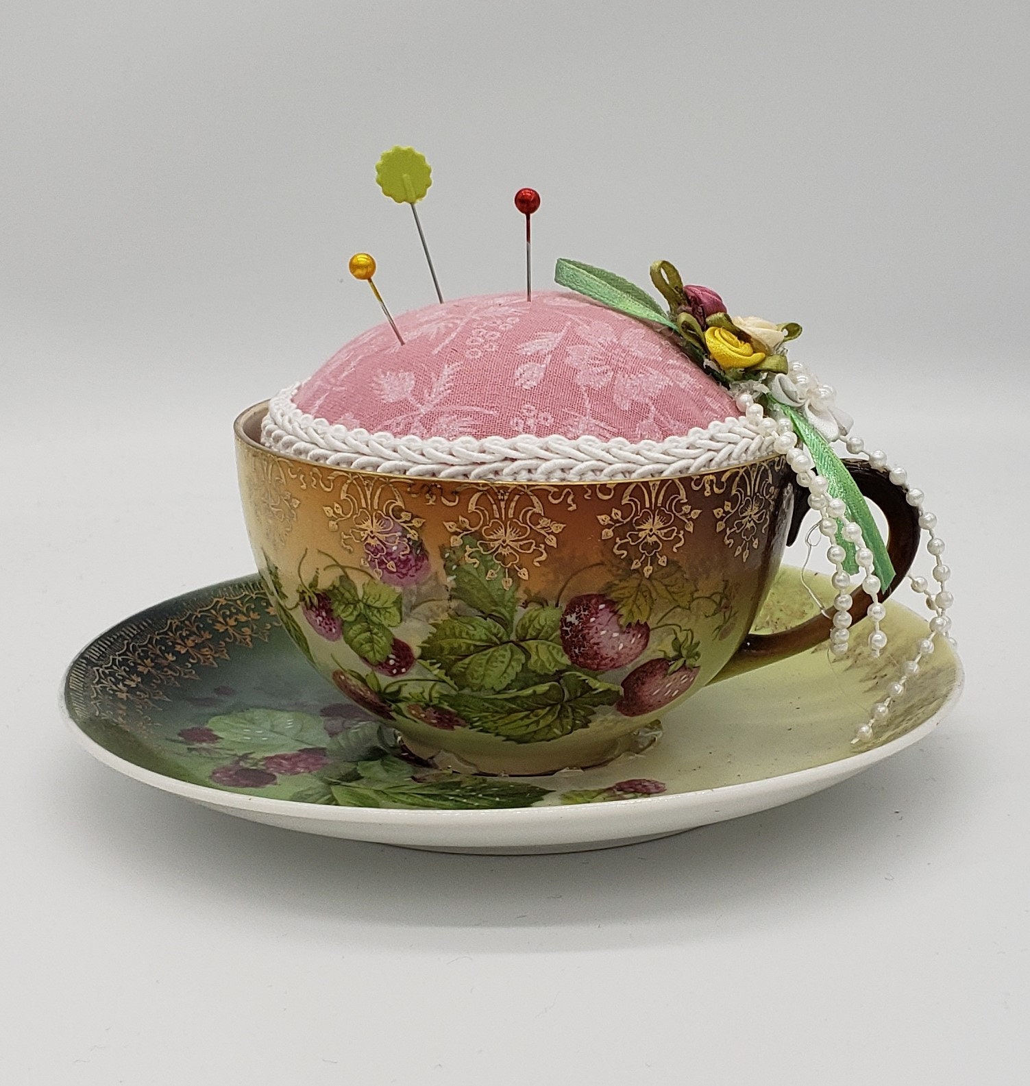Vintage Teacup Pincushion - Etsy