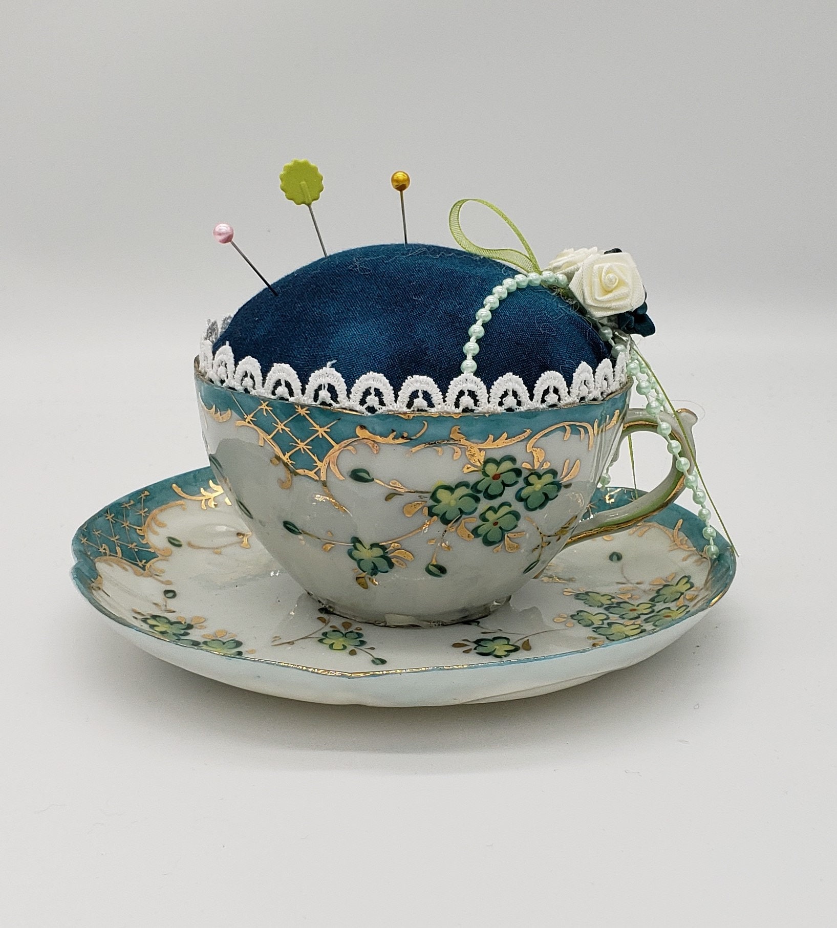 Vintage Teacup Pincushion - Etsy