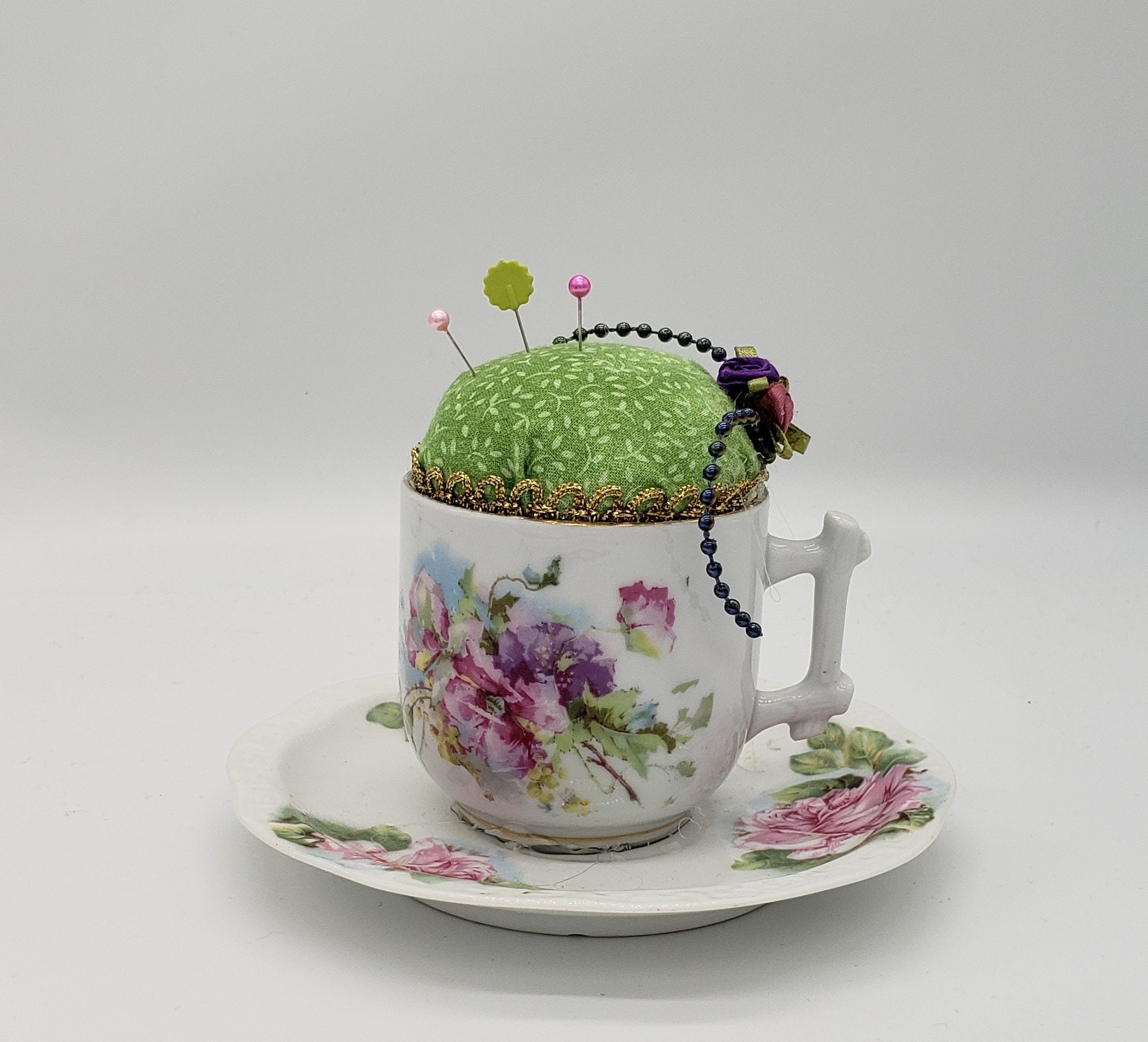 Vintage Teacup Pincushion - Etsy