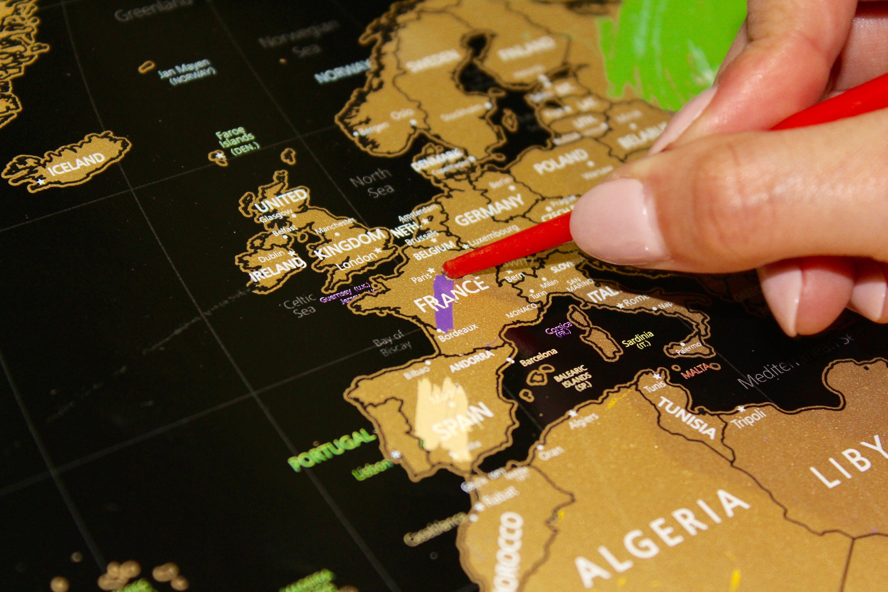 900 Large Scratch off World Map Poster 32.5 X 23 W/ US States & Country ...