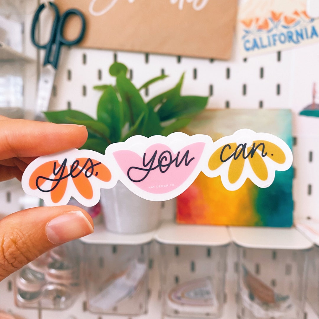 Yes You Can Sticker | Die-cut Water Bottle Sticker | Motivational ...