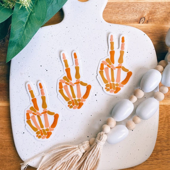 Skeleton Peace Sign Sticker Clear Skeleton Sticker Die Cut - Etsy