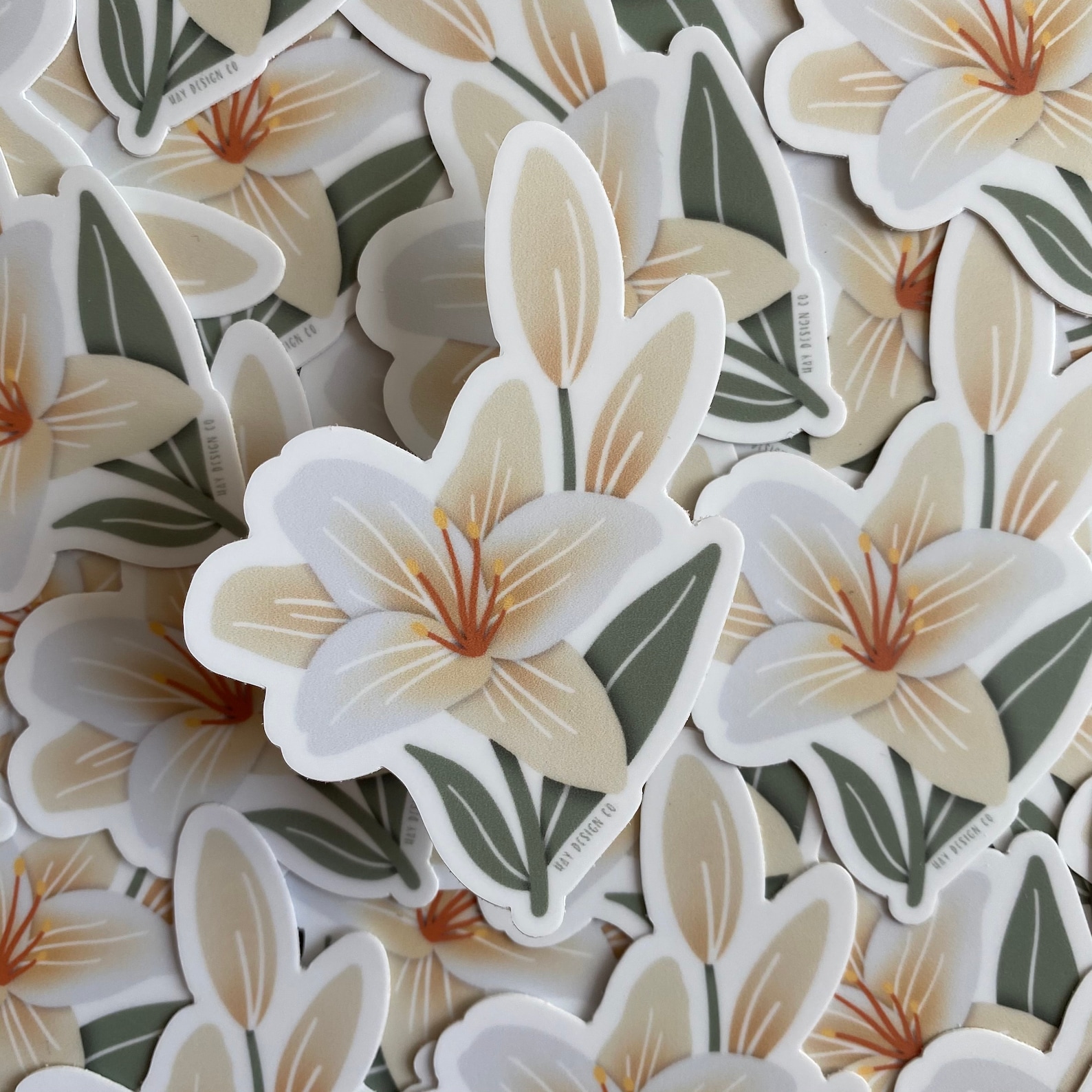 White Lily Sticker Die-Cut Water Bottle Sticker Lily | Etsy