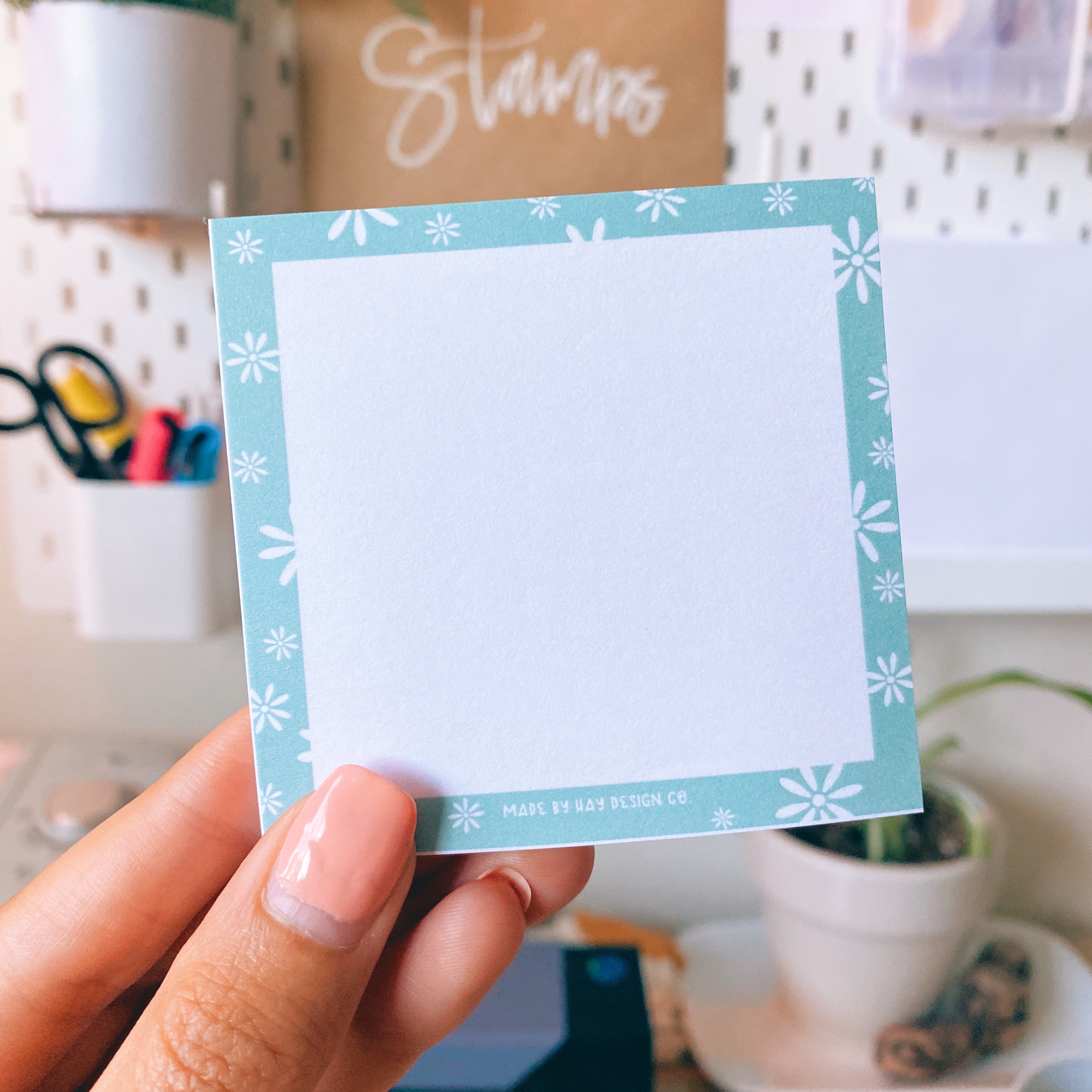 Blue Floral Sticky Notes Cute Note Pad Blue Stationery - Etsy
