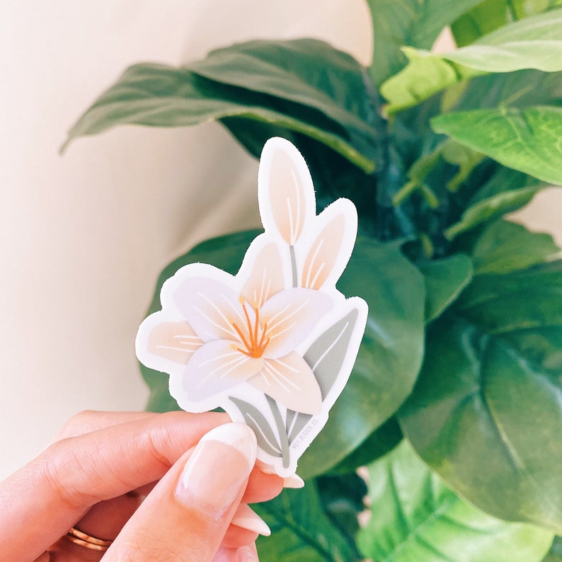 White Lily Sticker Die-Cut Water Bottle Sticker Lily | Etsy
