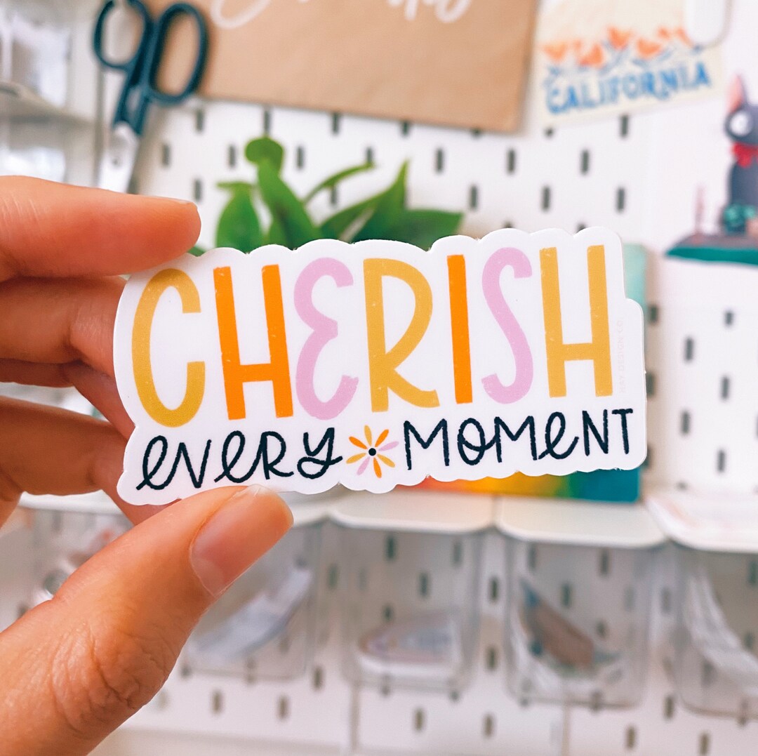 Cherish Every Moment Sticker | Die-cut Water Bottle Sticker | Cute ...