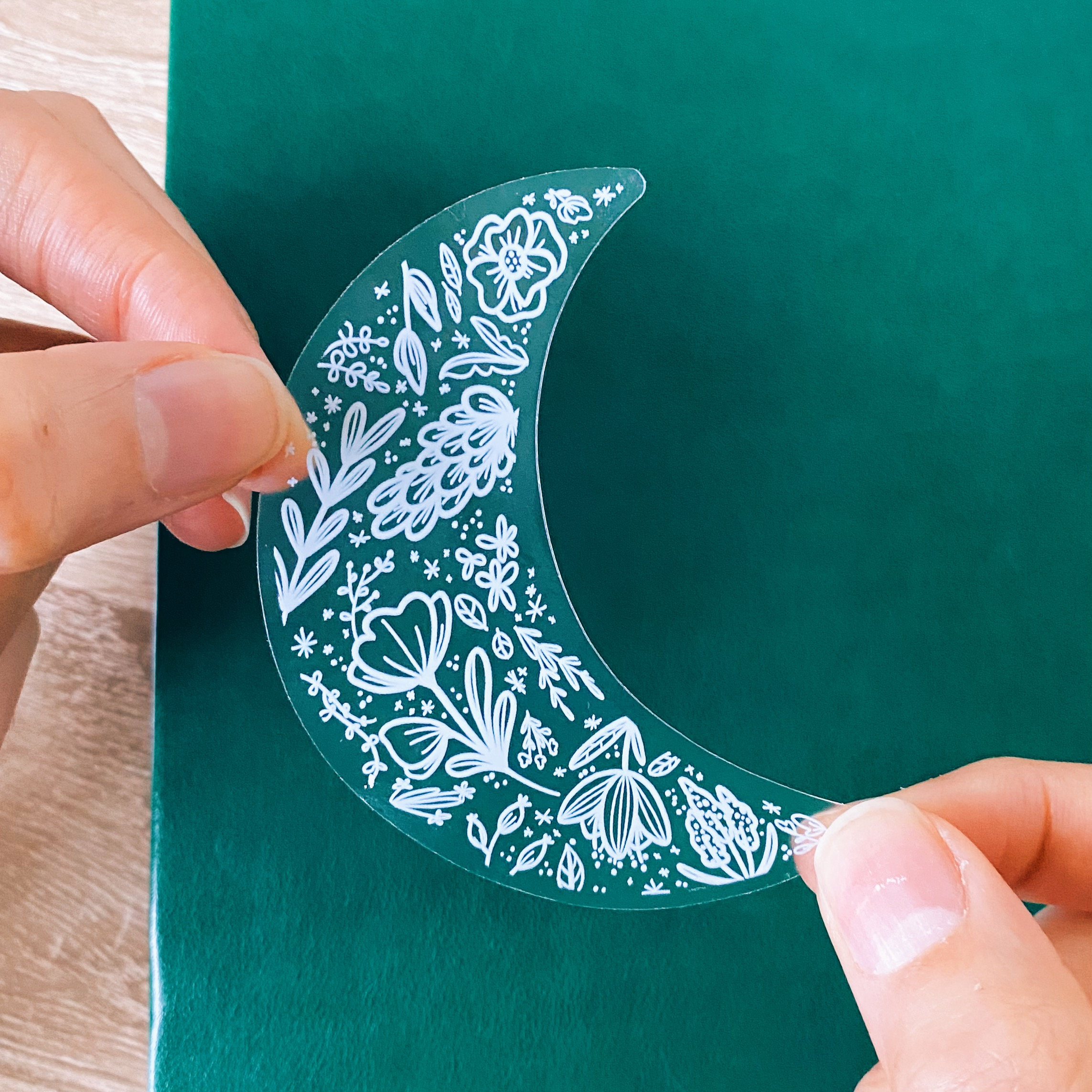 Clear Floral Moon Sticker Crescent Moon Sticker Clear Moon | Etsy