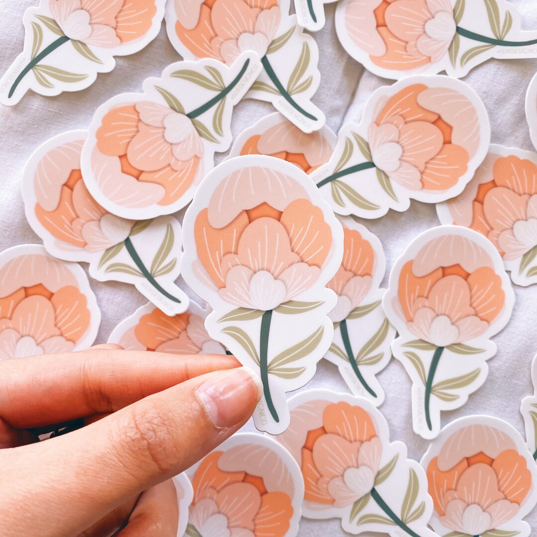 Pink Peony Sticker: Die-cut Floral Decal, Water Bottle & Laptop - Etsy