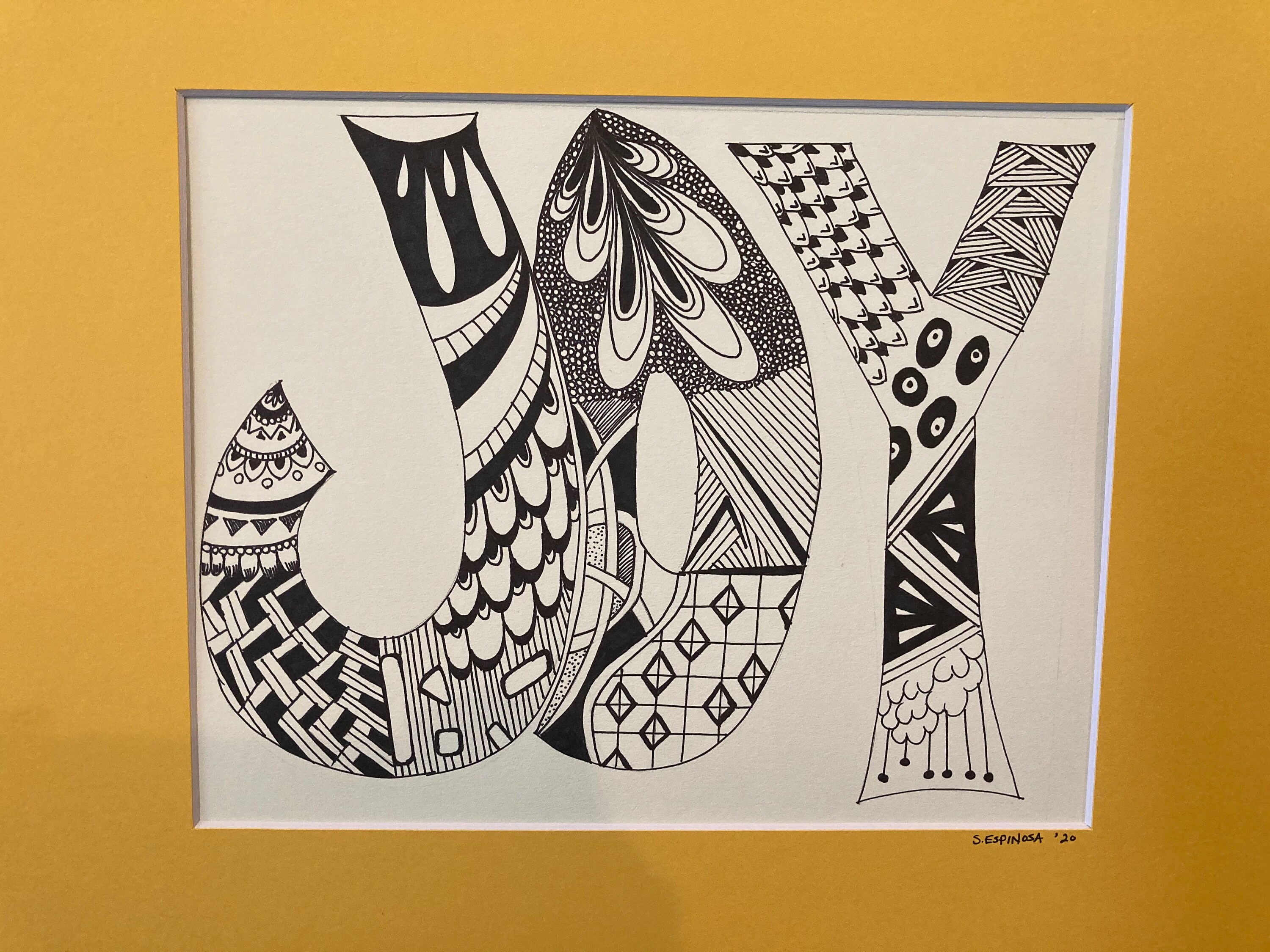 11in X 14in Ink Drawing of the Word JOY - Etsy.de