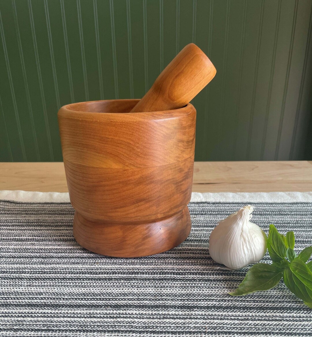 Large Mortar and Pestle in Cherry Wood/spice Grinder Bowl/wood Bowl ...