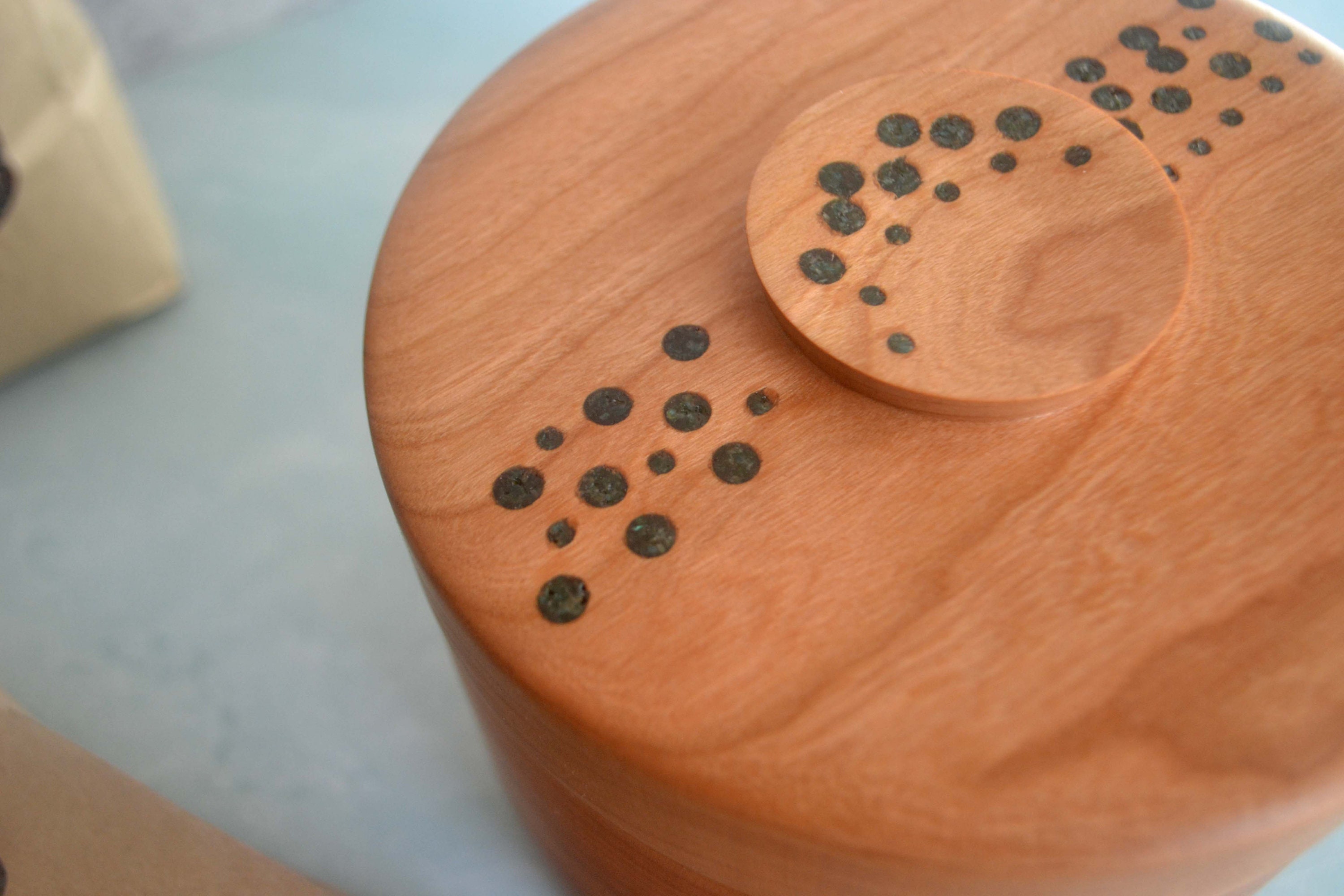 Cherry Wood Canister With Stone Inlay/canister/container/food - Etsy