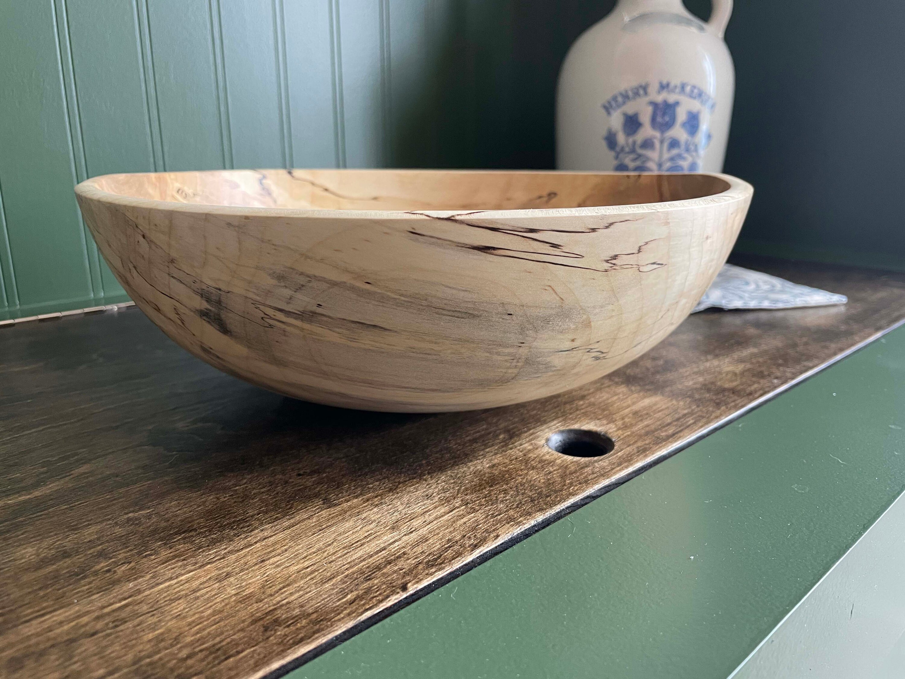 10 Spalted Sugar Maple Bowl With Milk Paint Accent/salad - Etsy