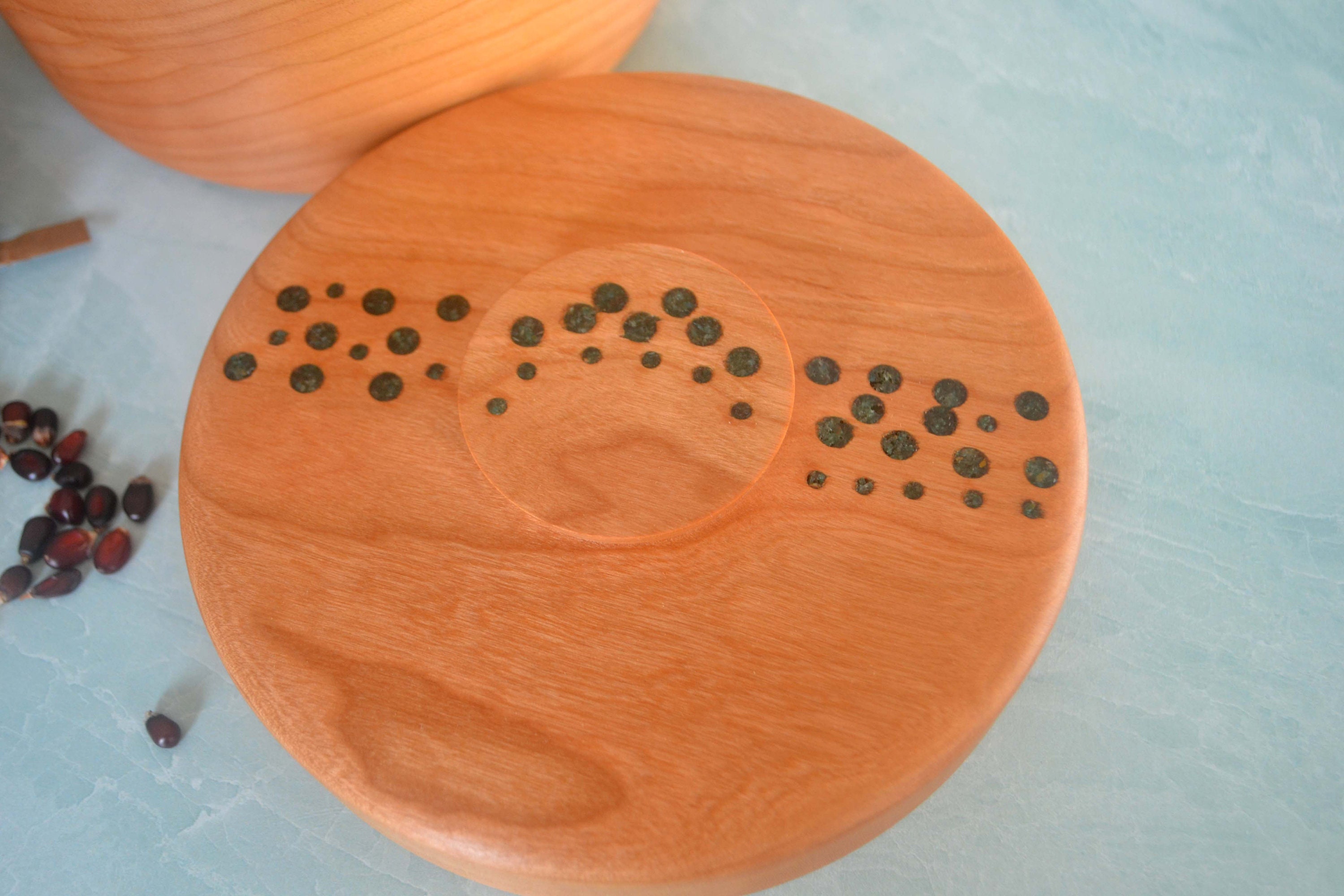 Cherry Wood Canister With Stone Inlay/canister/container/food Storage ...