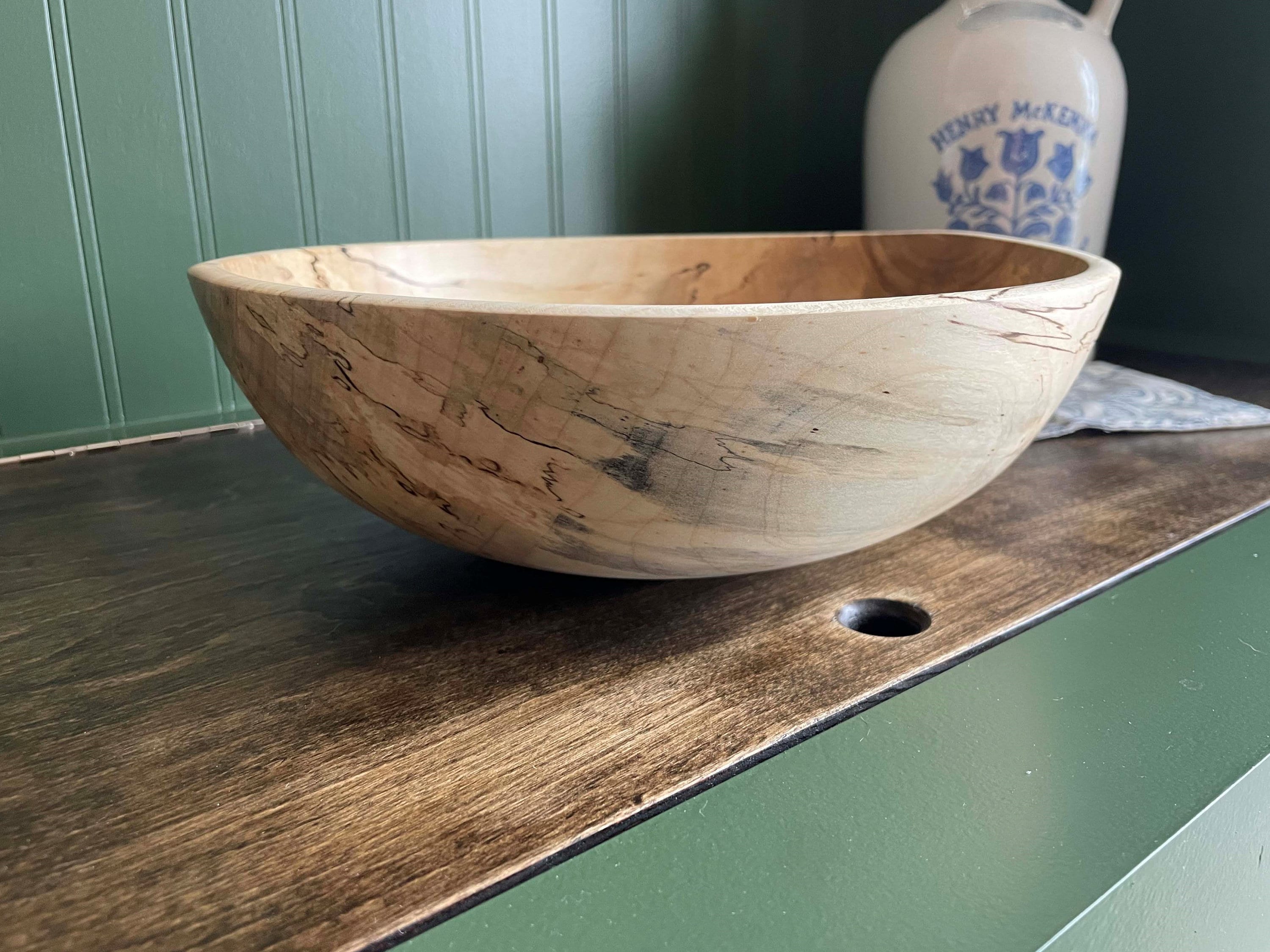 10 Spalted Sugar Maple Bowl With Milk Paint Accent/salad - Etsy