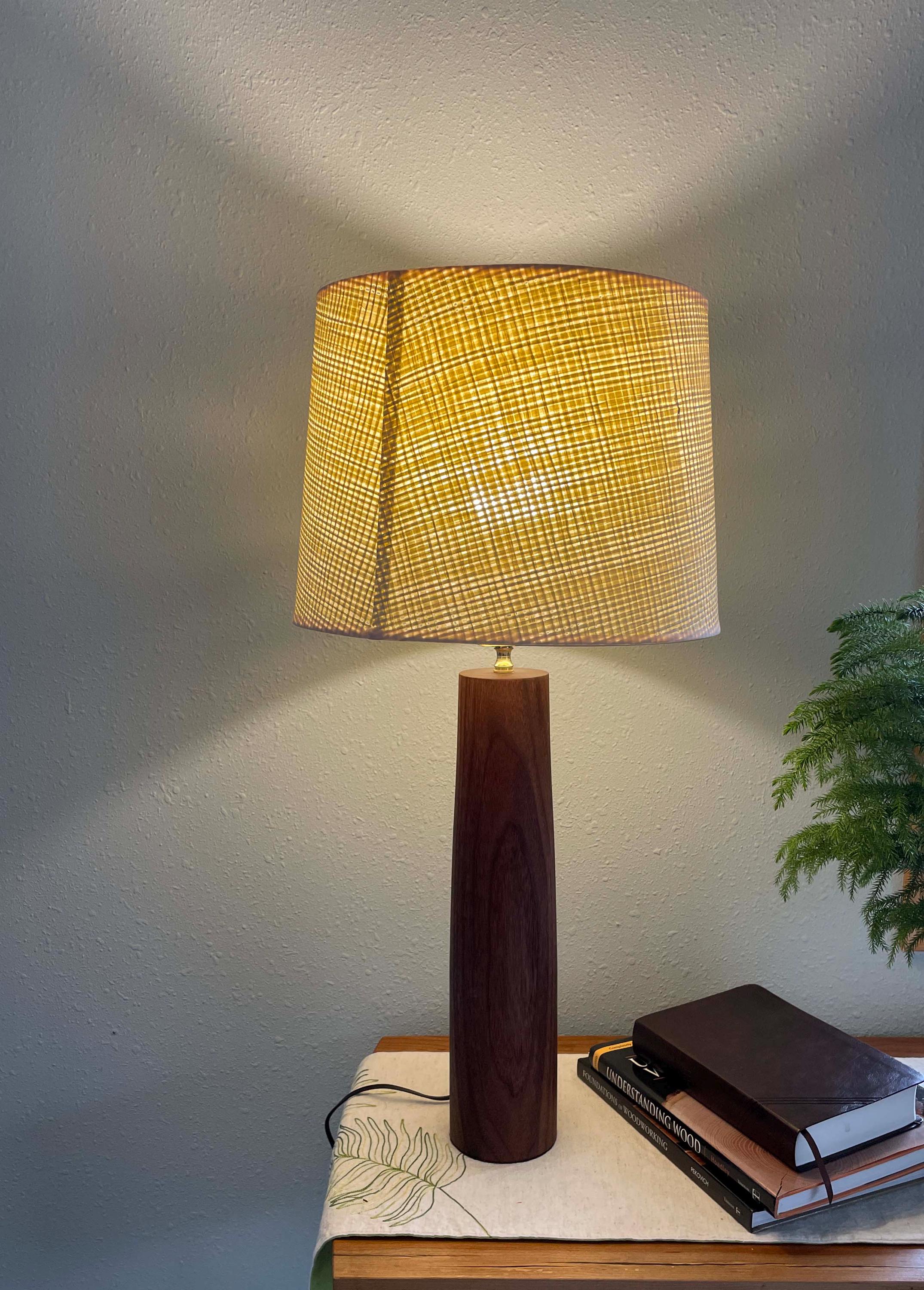 Large Modern Table Lamp With Walnut Base - Etsy