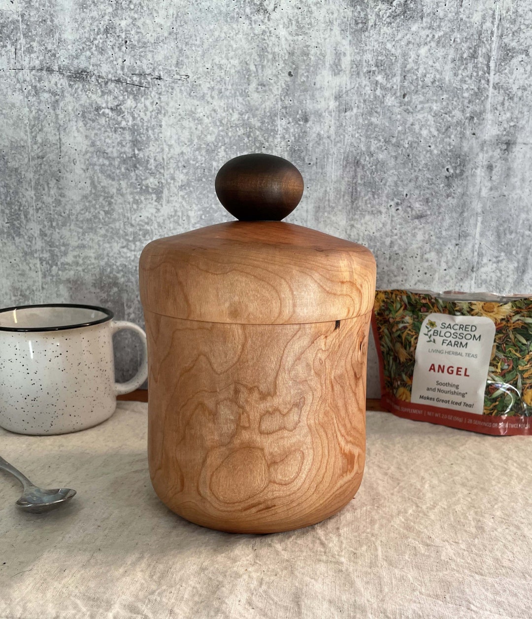 Cherry Wood Canister/container/cookie Jar/jar/lidded Bowl/box/food ...