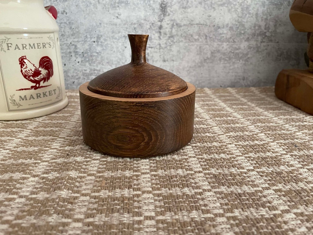 Ebonized White Oak Salt Keeper/salt Crock/salt Cellar/spices/salt ...