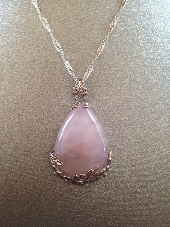 Rose Quartz Gemstone Necklace Rose Quartz Gemstone Pendant | Etsy
