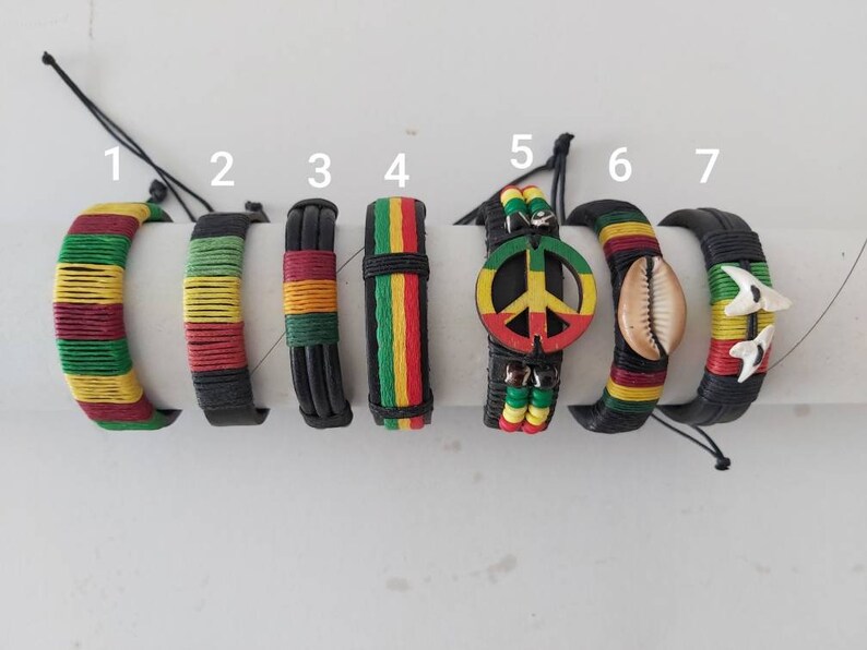 Adjustable Rasta Leather Bracelet. Reggae Accessories. - Etsy