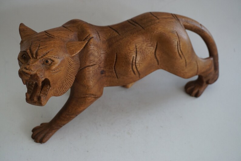 Wooden Tiger / Wooden figurine / Wood carving | Etsy
